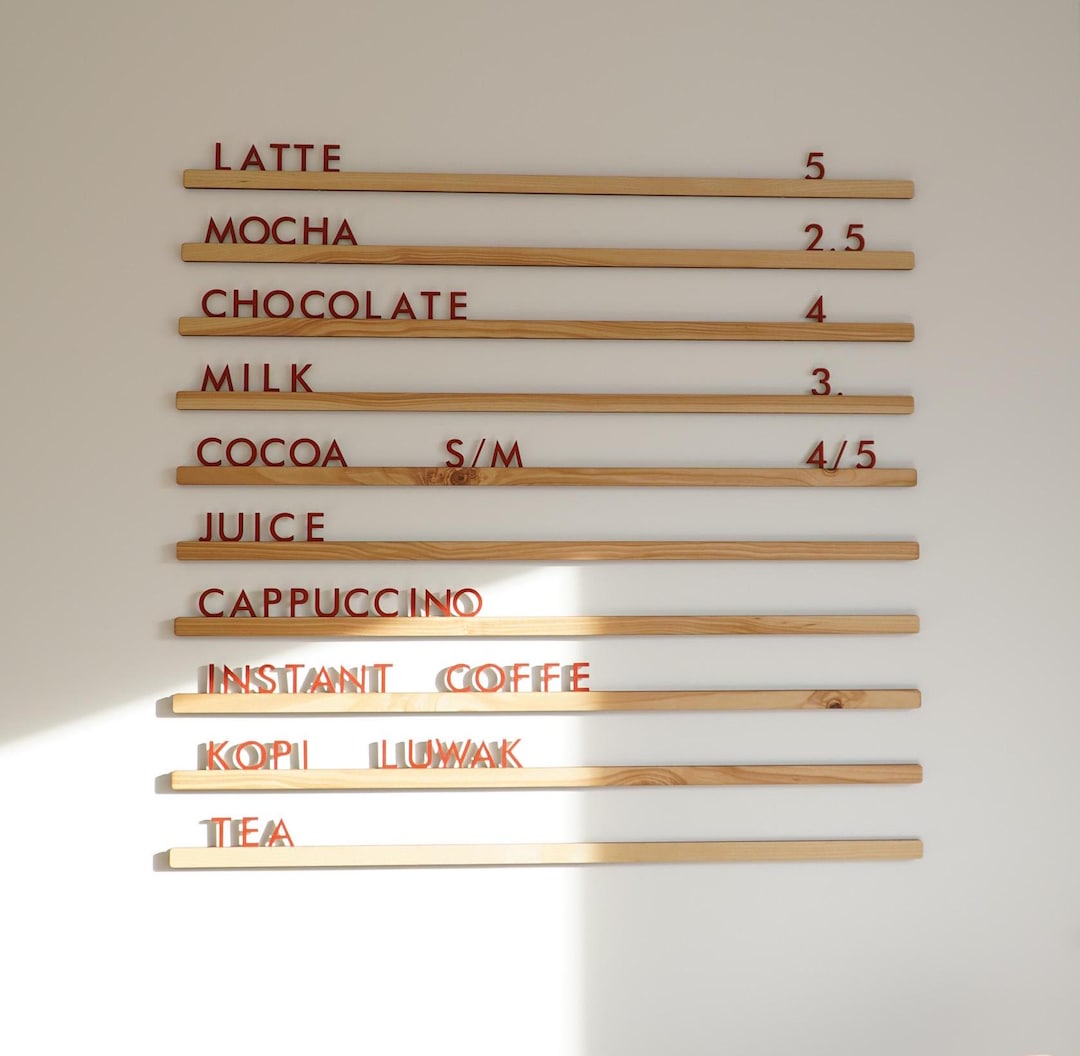 Wall Mounted Menu Rails, Changeabe Letter Board, Cafe Wall Menu ...