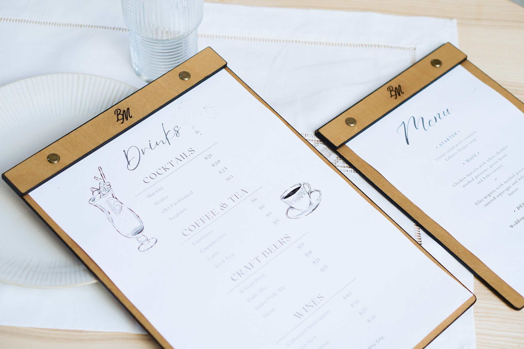 Wood Menu Holder, Restaurant Menu Holder, Wedding Clip Board, Menu ...