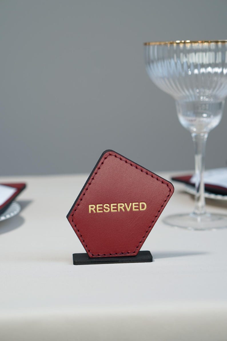 Leather Reserved Table Sign: Restaurant Cafe Decor, Wedding - Etsy
