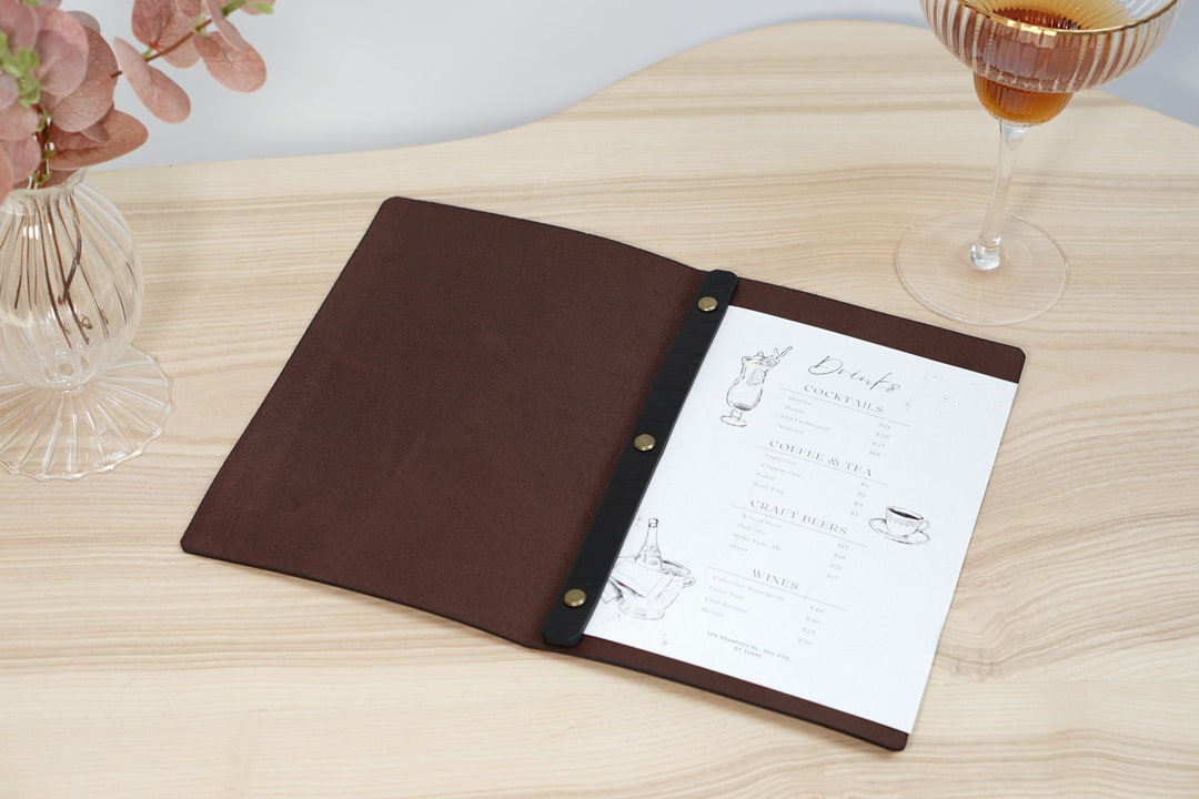 Custom Leather Restaurant Menu Folder With Embossed Logo (A4 A5) - Etsy