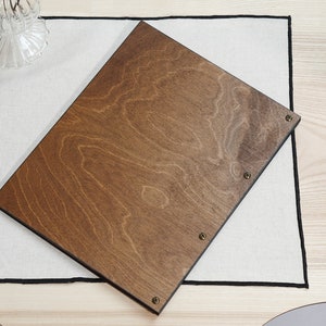 Custom Leather Restaurant Menu: Embossed Logo, Wood Menu Folder - Etsy