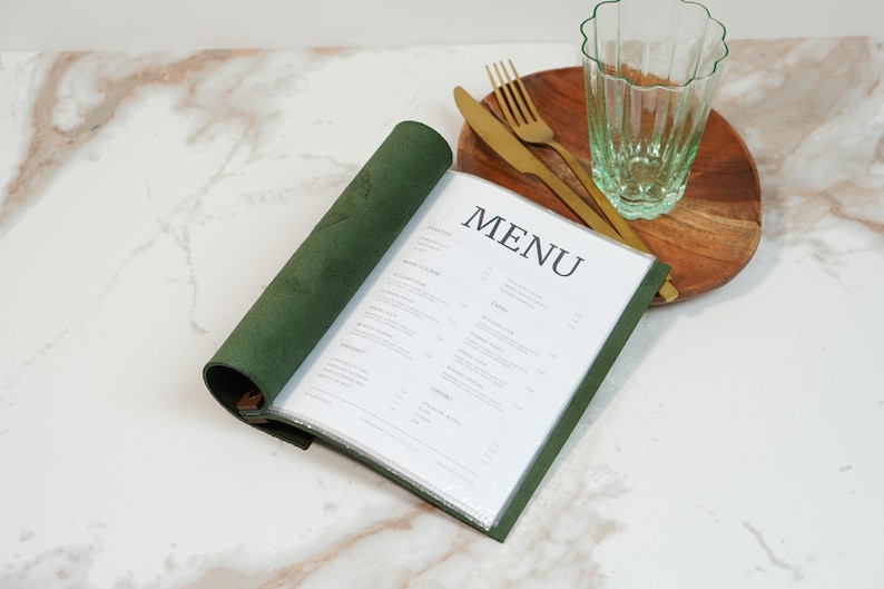 Embossed Leather Restaurant Menu: Vintage Wood Menu Folder, Custom ...