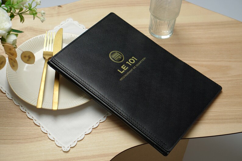 Custom Leather Menu Cover: Restaurant Menu Folder, A4 A5, Embossed Logo ...
