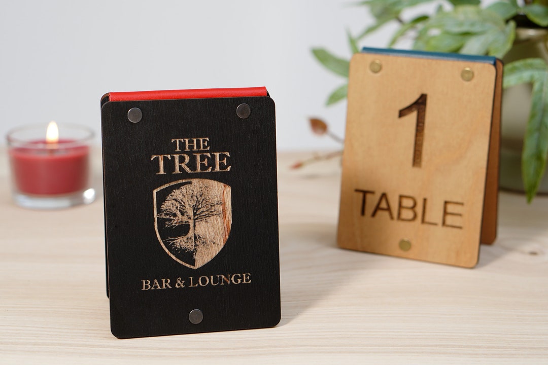 Wood Table Number Sign, Custom Cafe Decor, Wood Sign With Engraving ...