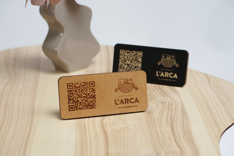 Personalized Wooden QR Code Menu Stand With Logo - Etsy