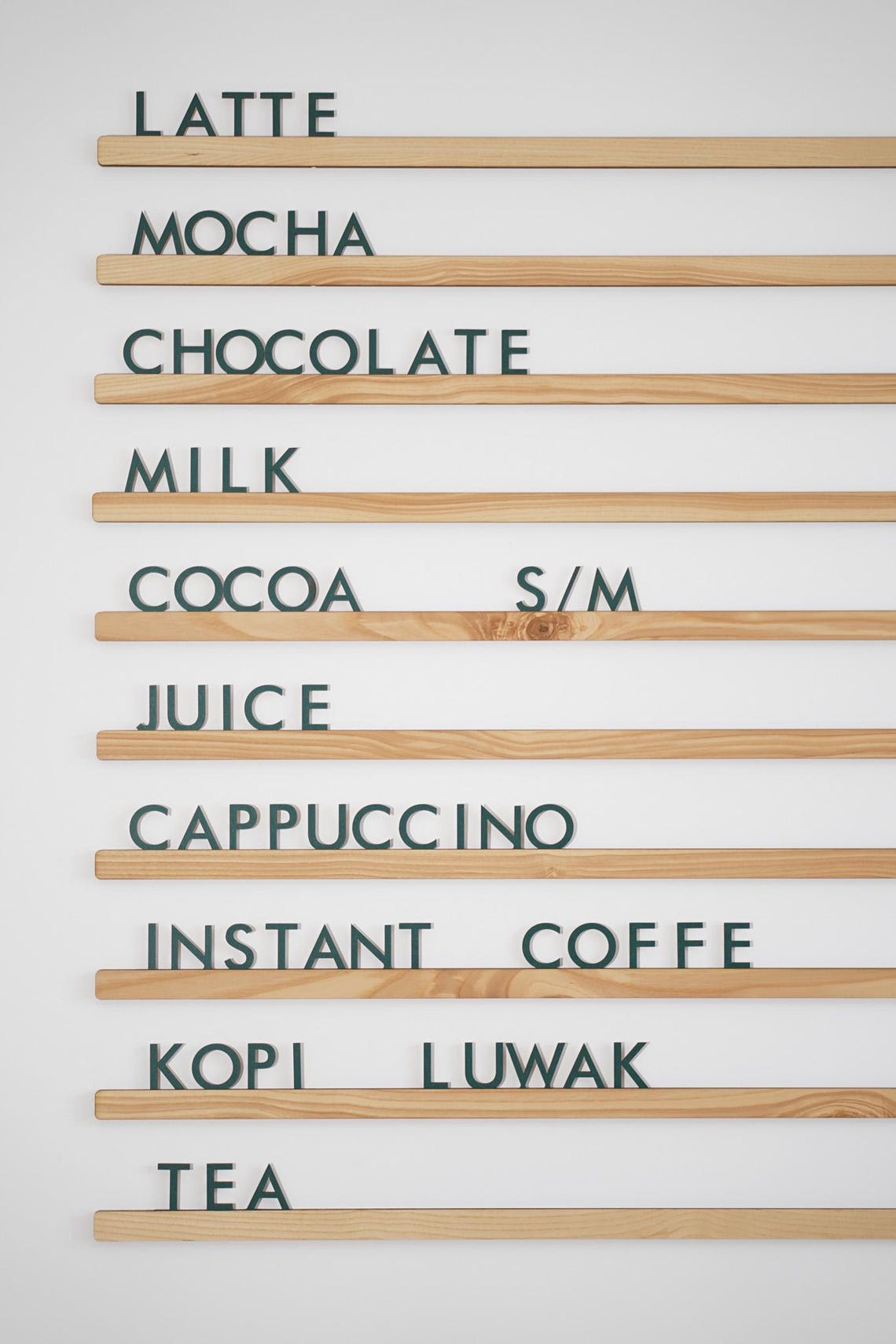 Wall Mounted Menu Board: Changeable Letter HDF Rails, Cafe Barbershop ...