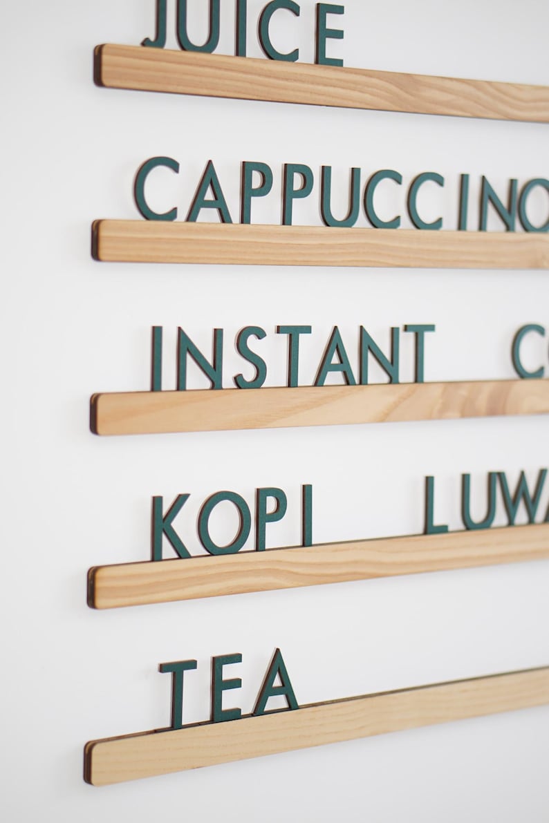 Wall Mounted Menu Board: Changeable Letter HDF Rails, Cafe Barbershop ...