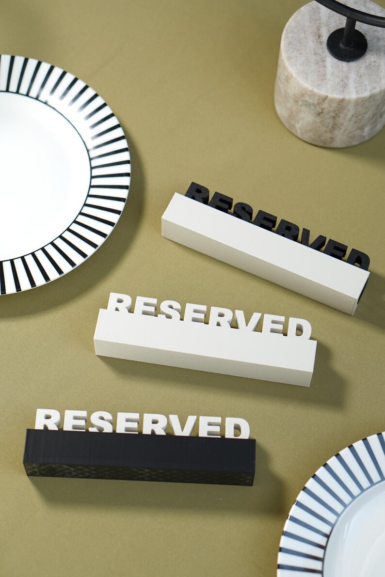 3D Printed Reserved Table Sign: Biodegradable PLA Plastic, Wedding ...