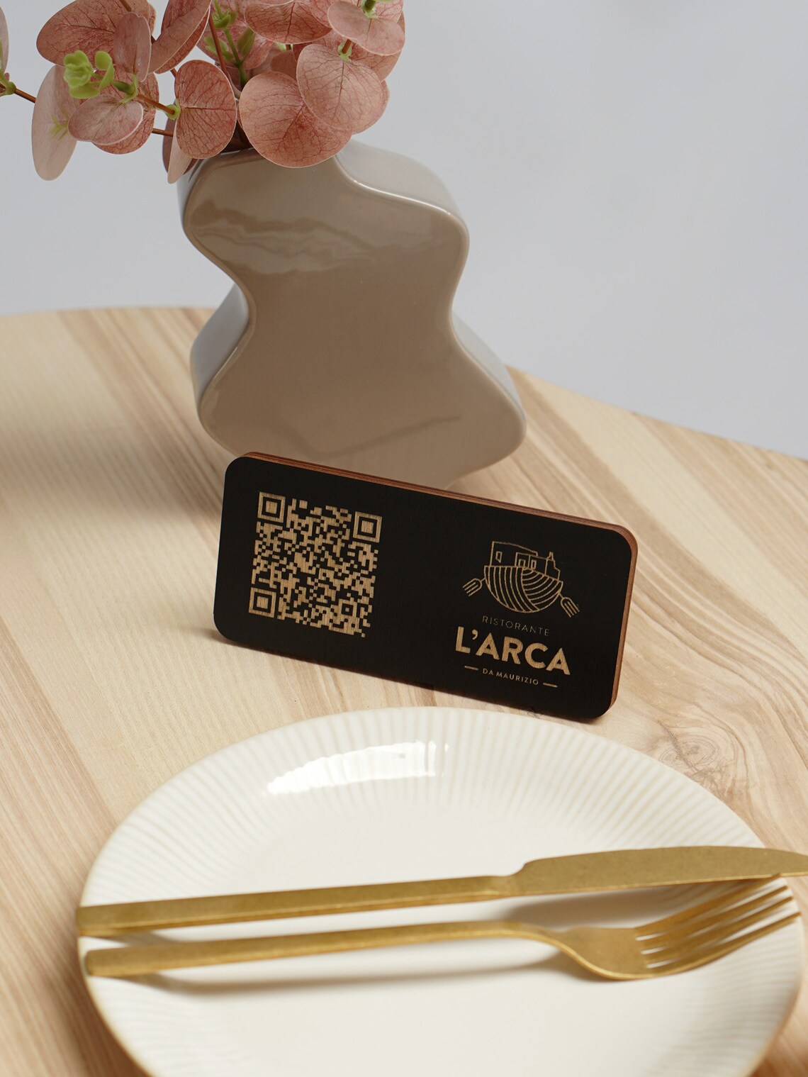 Personalized Wooden QR Code Menu Stand With Logo - Etsy