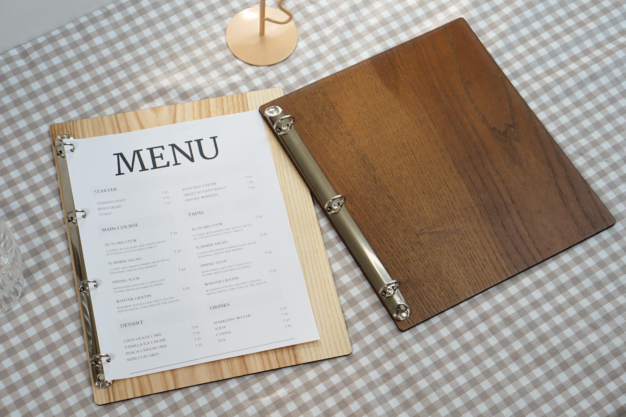 Personalized Wood Menu Cover: Engraved Logo Ring Binder - Restaurant ...