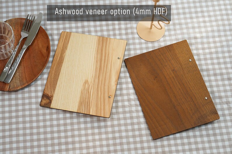 Personalized Wood Menu Cover: Engraved Logo Ring Binder - Restaurant ...