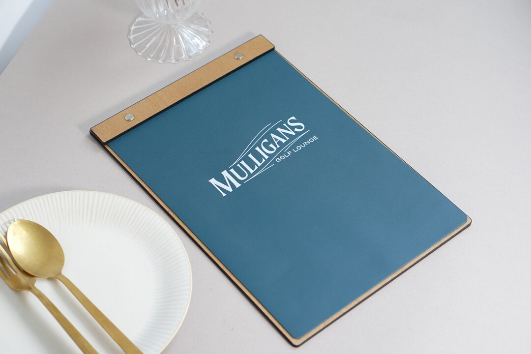 Embossed Logo Leather Menu Board: Wood Restaurant Clipboard - Etsy
