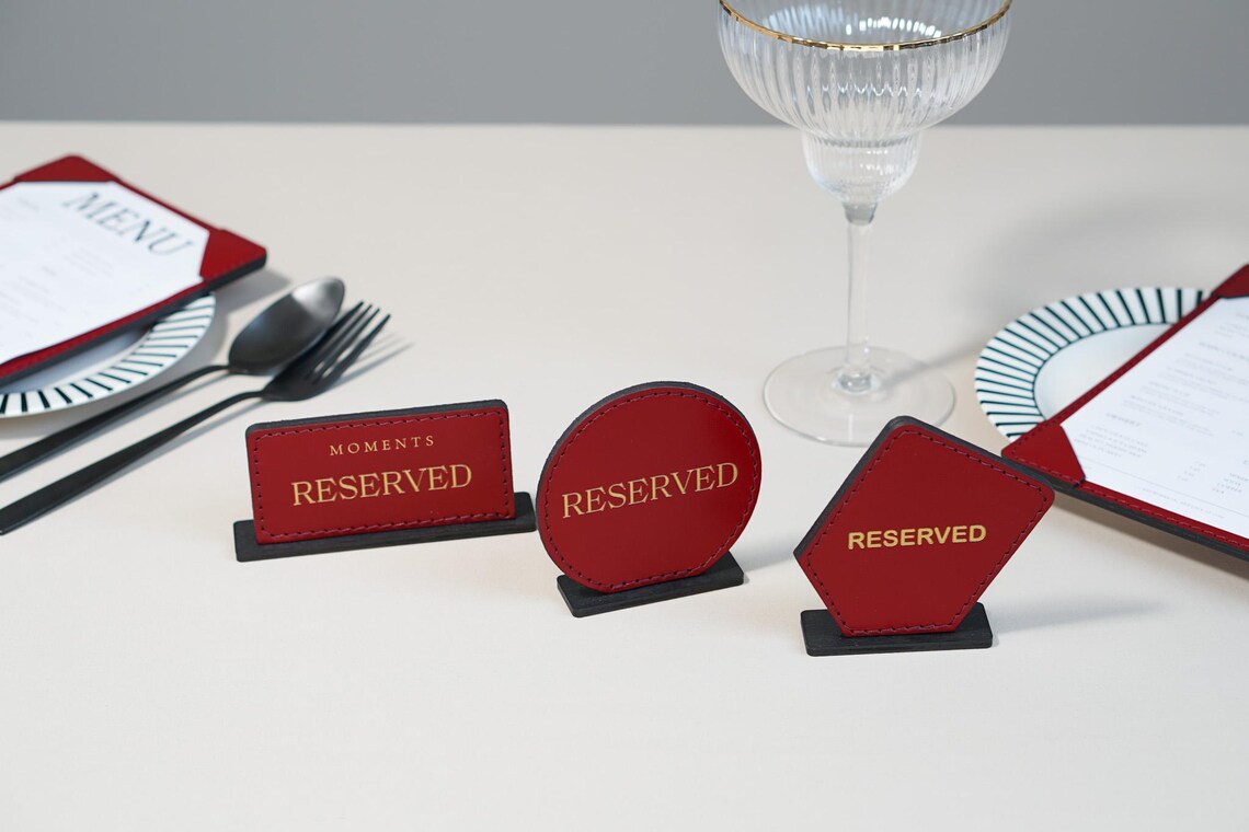 Leather Reserved Table Sign: Restaurant Wedding Decor - Etsy