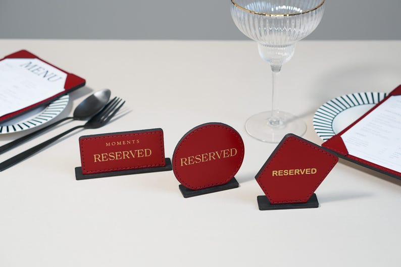 Leather Reserved Table Sign: Restaurant Wedding Decor - Etsy