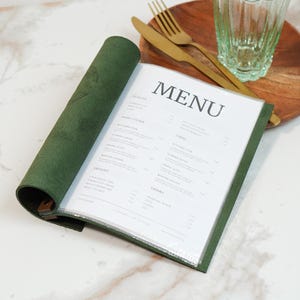 Embossed Leather Restaurant Menu: Vintage Wood Menu Folder, Custom ...