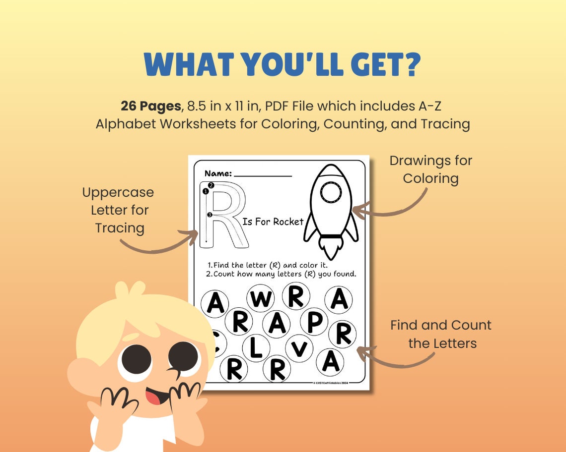 Find the Letter, Uppercase Letter Recognition, Alphabet Worksheets, A-Z ...