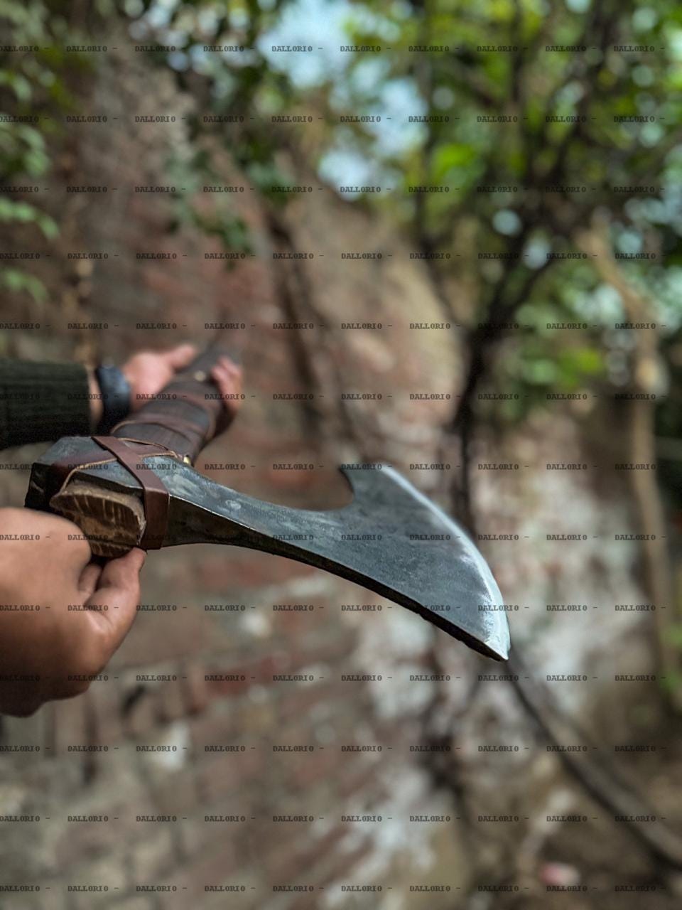 Handcrafted Viking Battle Axe With Leather-wrapped Handle -norse ...