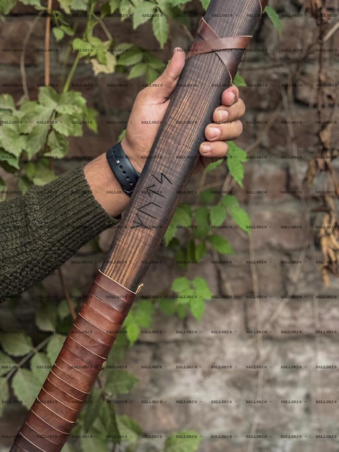 Handcrafted Viking Battle Axe With Leather-wrapped Handle -norse ...