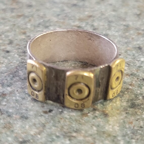 Handmade Bullet Ring, 3 Bullet Casing, Gold and Silve… - Gem