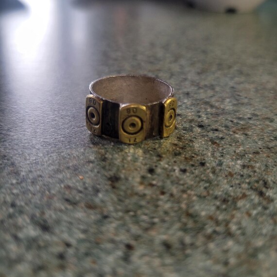 Handmade Bullet Ring, 3 Bullet Casing, Gold and Silve… - Gem