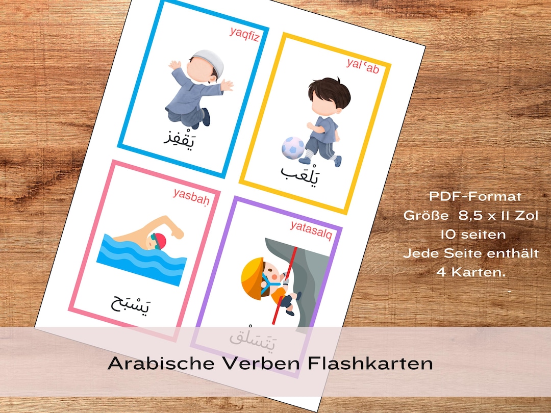 Flashcard Set for Commonly Used Arabic Verbs, Arabic Verbs With German ...