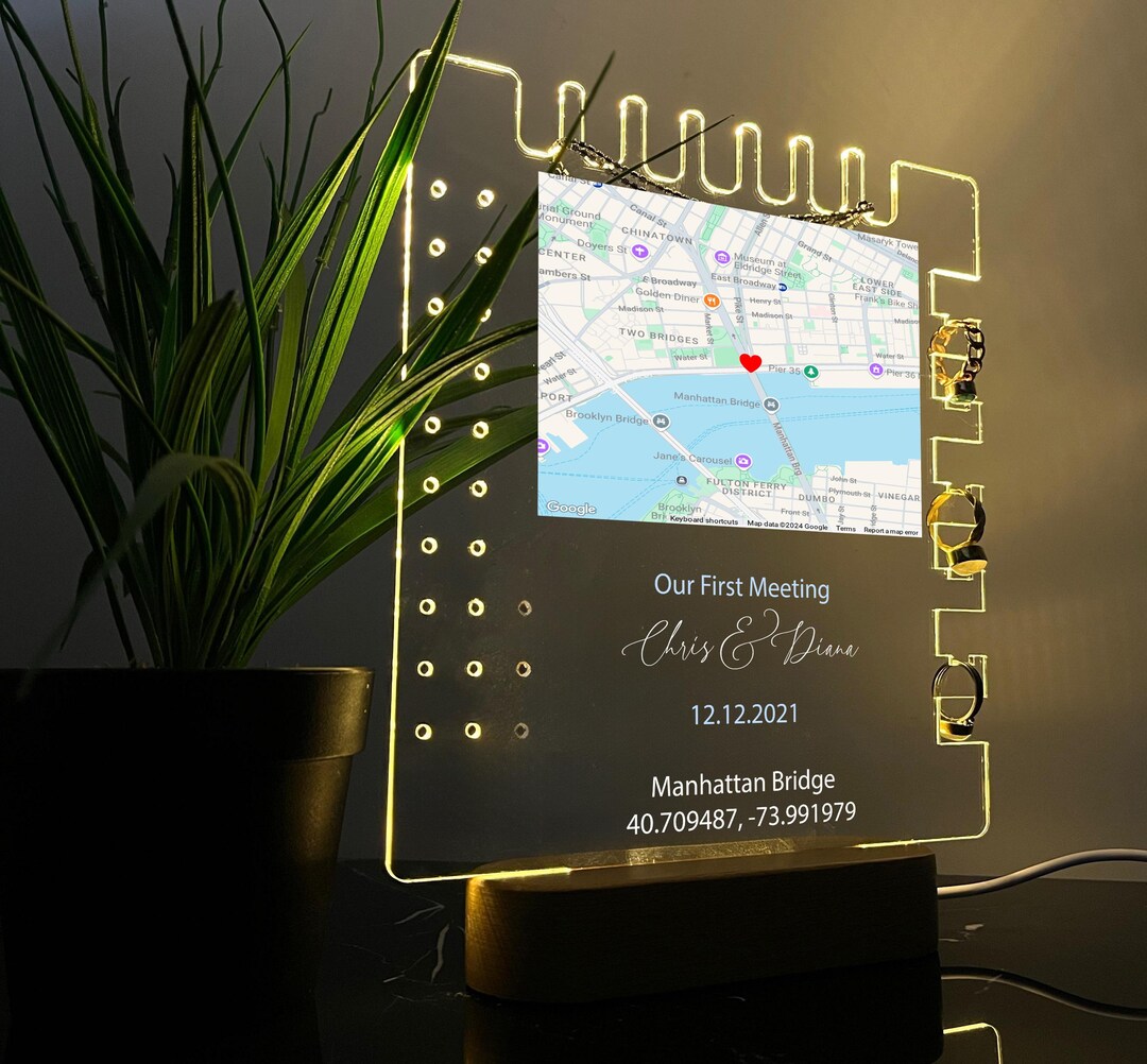 Couple First Meeting Map, Custom Personalized Acrylic Frame, Gift for ...