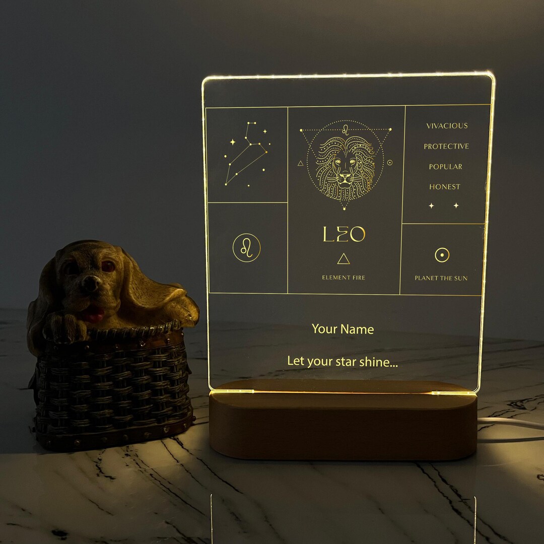 Leo Custom Personalized LED Light Stand, Gift for Womens, Gift for Best ...