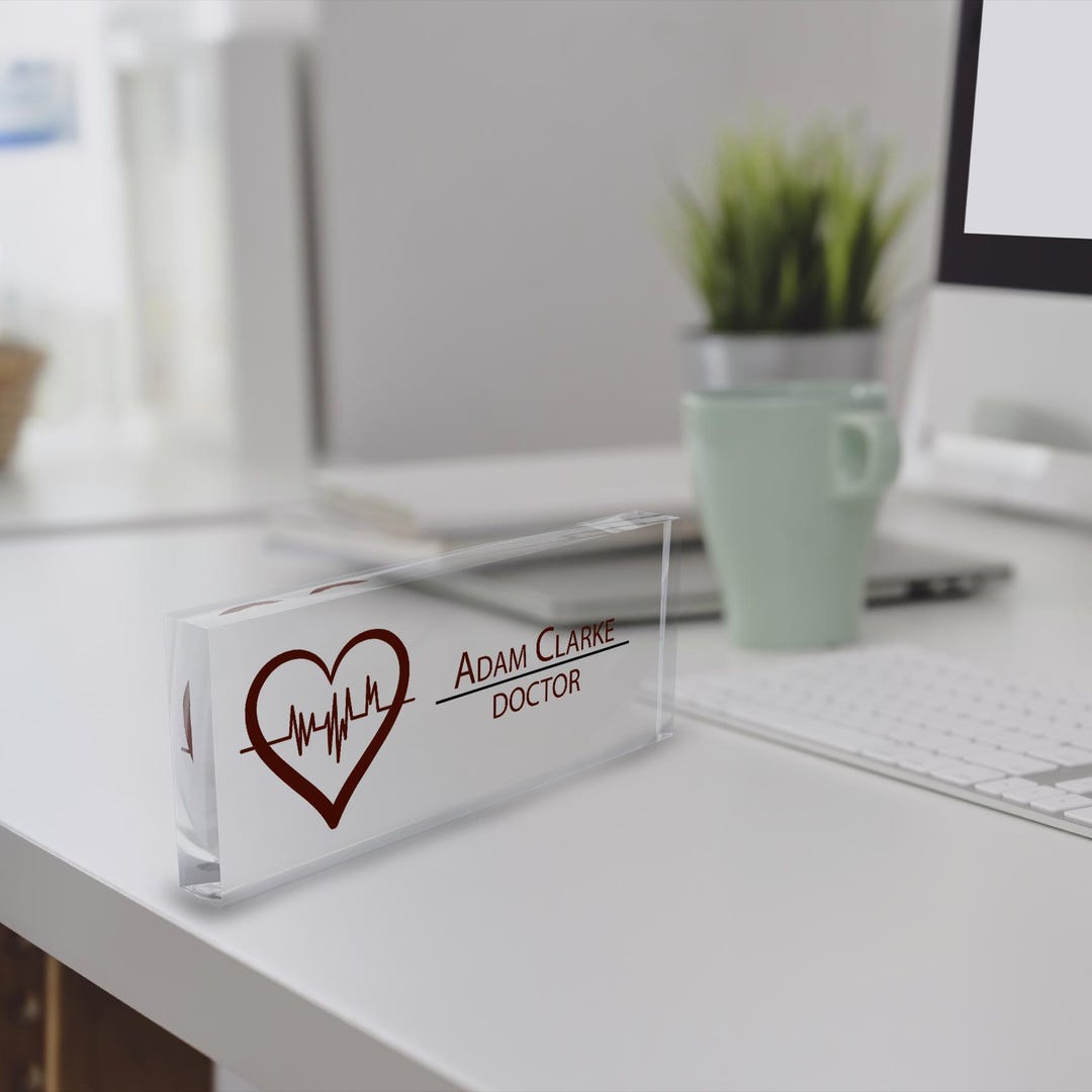 Personalized Name Sign for Office, Name Plaque for Doctor, Acrylic Name ...