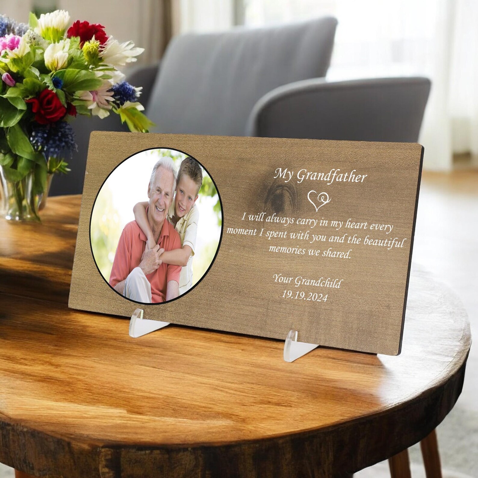 Custom Personalized Grandpa Wooden Frame,wooden Picture Frame, Gift for ...