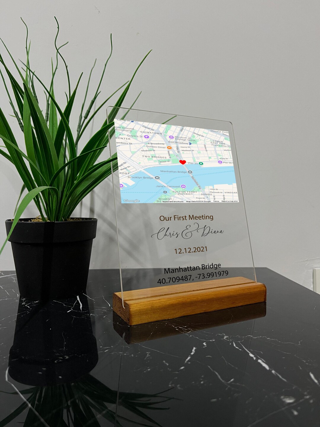 Couple First Meeting Map, Custom Personalized Acrylic, Gift for ...