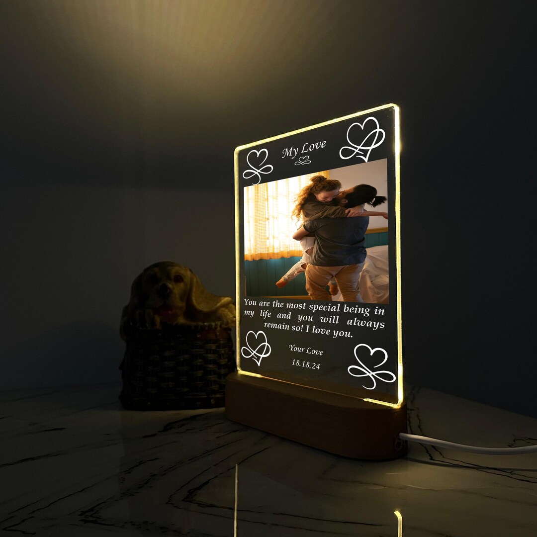 Custom Couples LED Light Stand, Custom Photo Stand, Gift for Valentines ...
