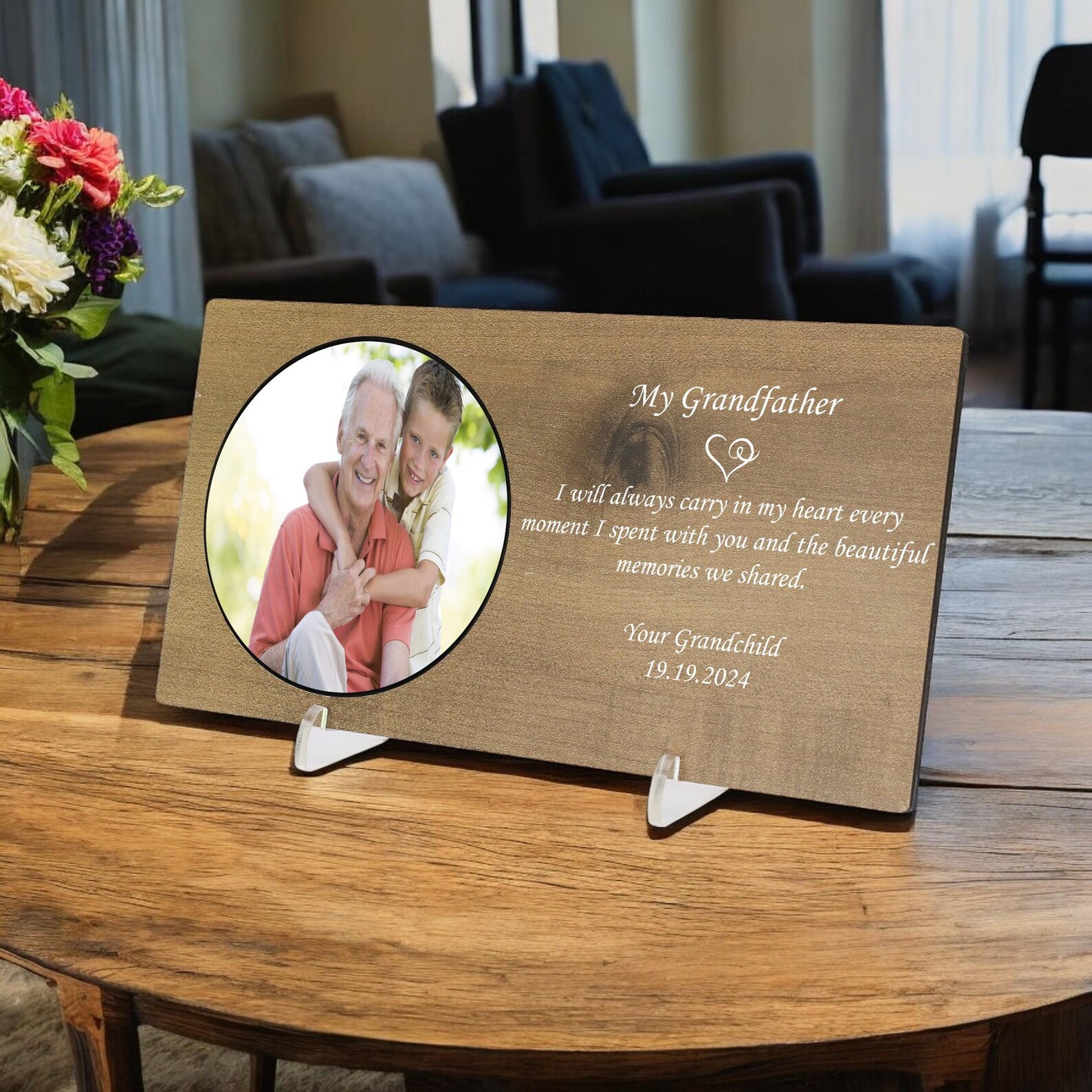 Custom Personalized Grandpa Wooden Frame,wooden Picture Frame, Gift for ...