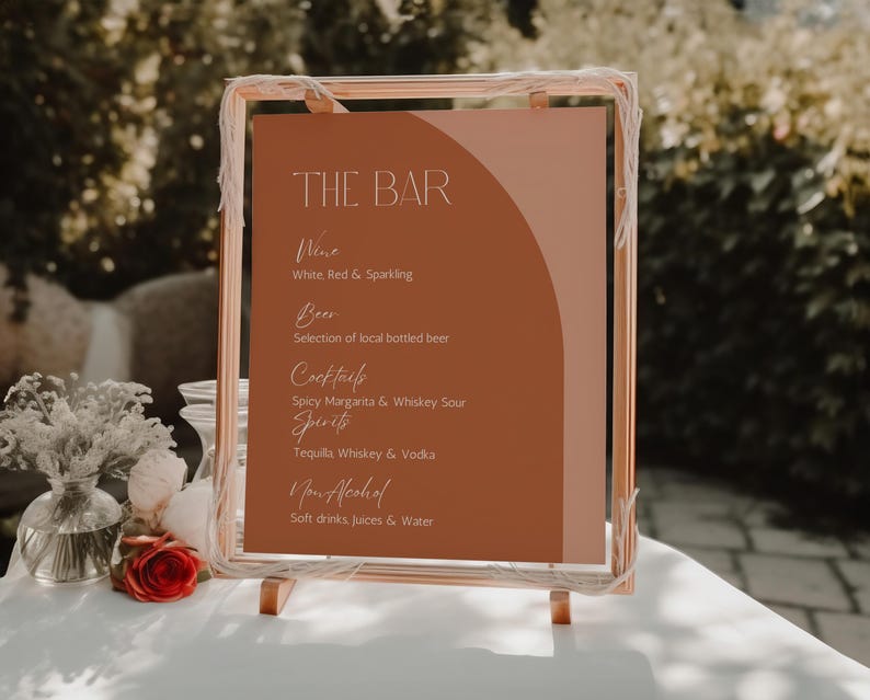 Bar Menu Sign, Wedding Drink Menu, Boho Cocktail Signature Sign ...