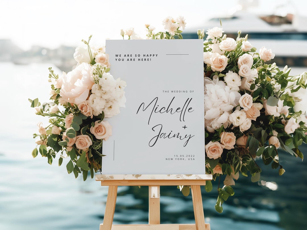 Calligraphy Wedding Welcome Sign, Minimalist Entrance Signage, Welcome ...