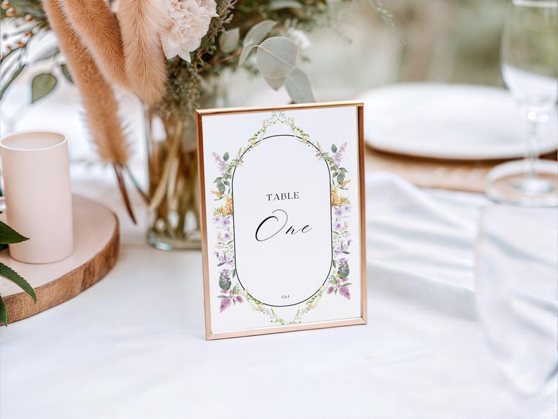 Wedding Tables Numbers Template, Botanical Table Cards, Printable ...