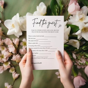 Find the Guest Fun Wedding Game Minimalist Bridal Shower Game Template ...