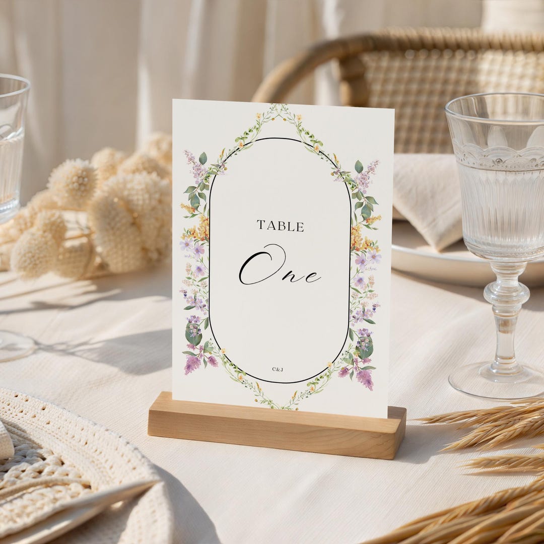 Wedding Tables Numbers Template, Botanical Table Cards, Printable ...
