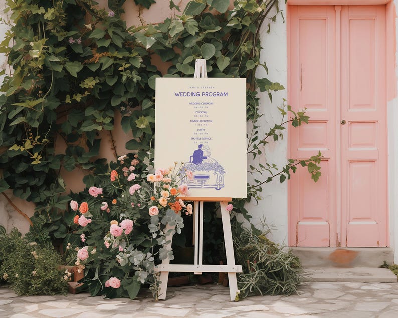 Wedding Program Sign, Order of Events Signage, Wedding Itinerary ...