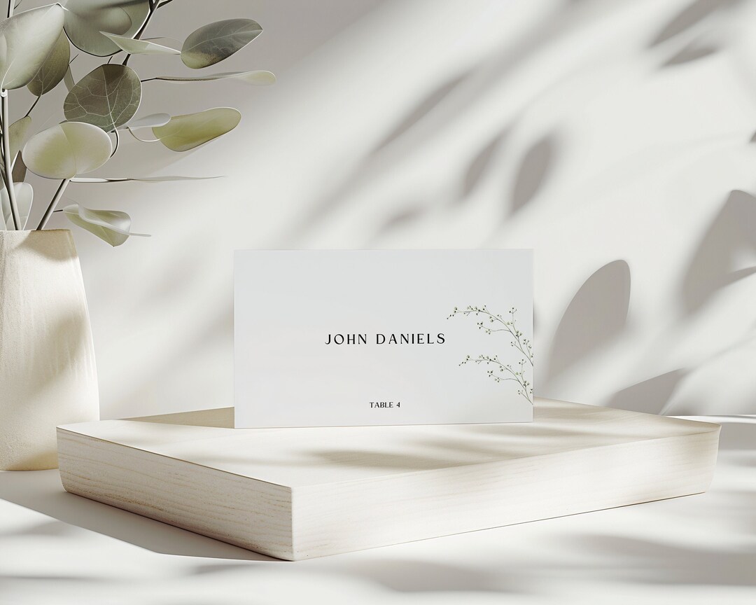 Modern Place Card Template Garden Greenery Name Tags for Weddings ...