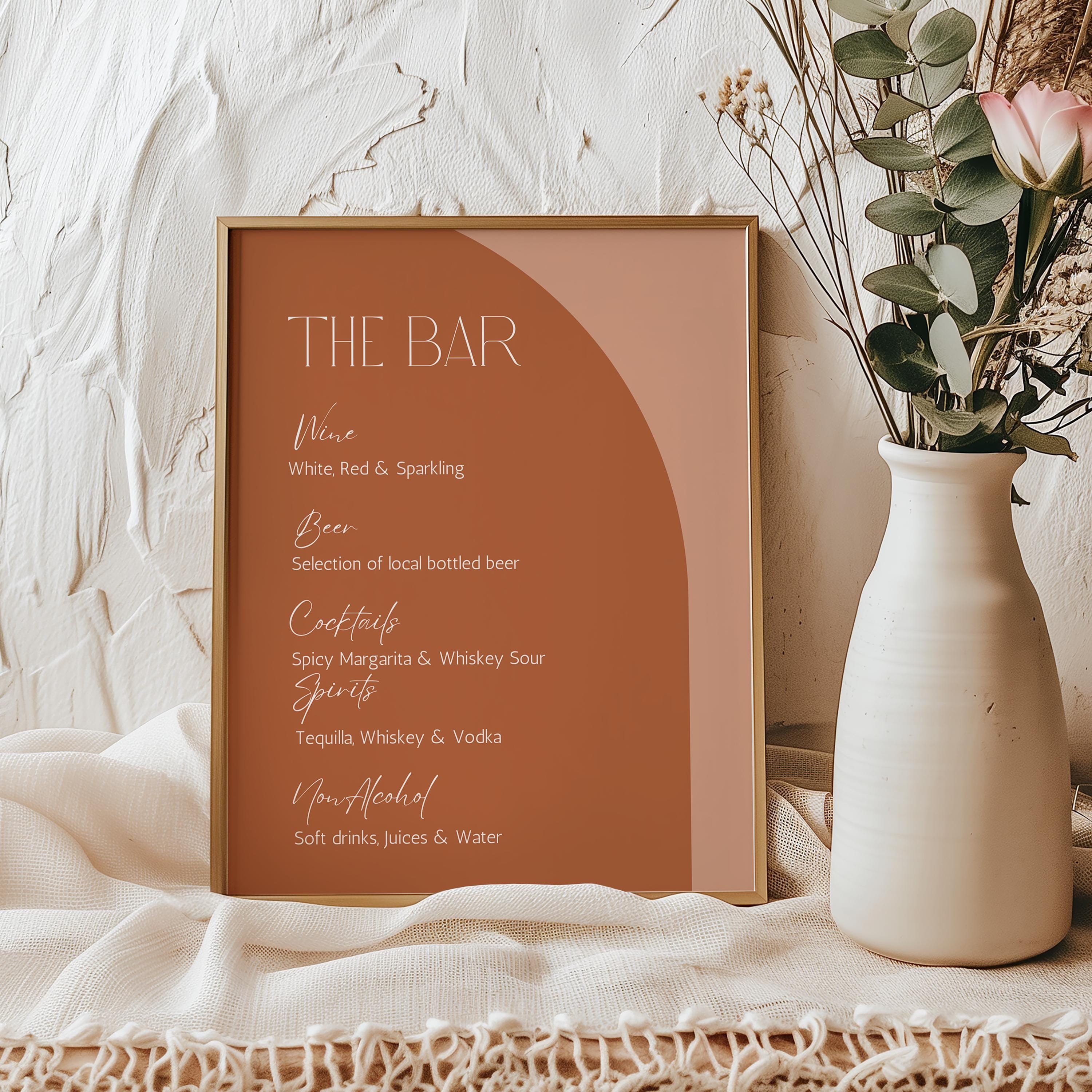 Bar Menu Sign, Wedding Drink Menu, Boho Cocktail Signature Sign ...