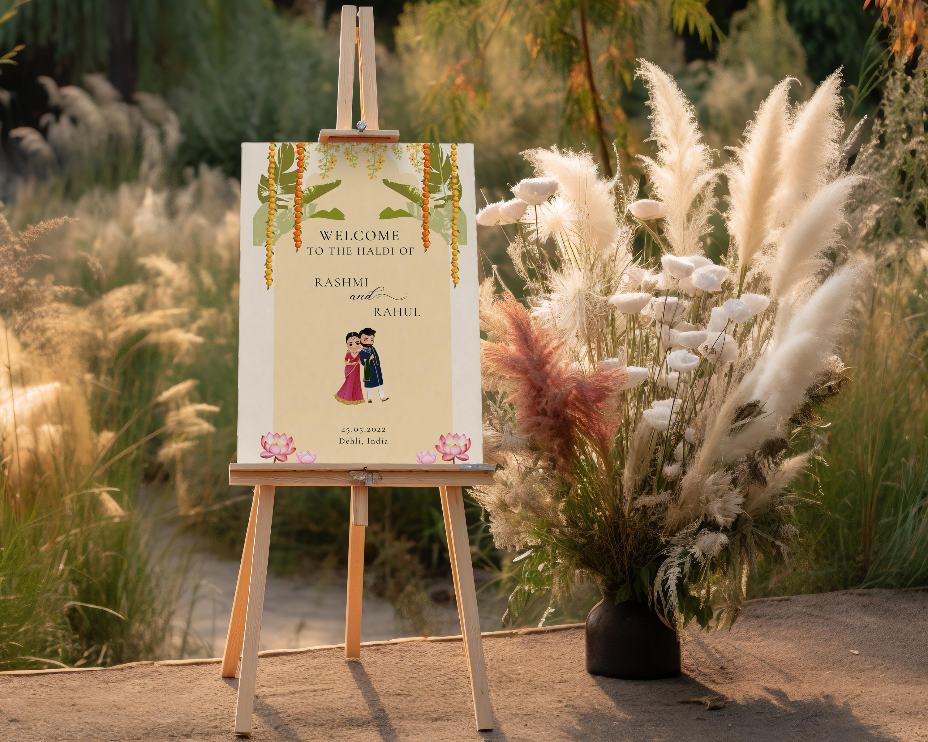 Haldi Ceremony Welcome Sign Template Indian Hindu Decoration Sign Haldi ...
