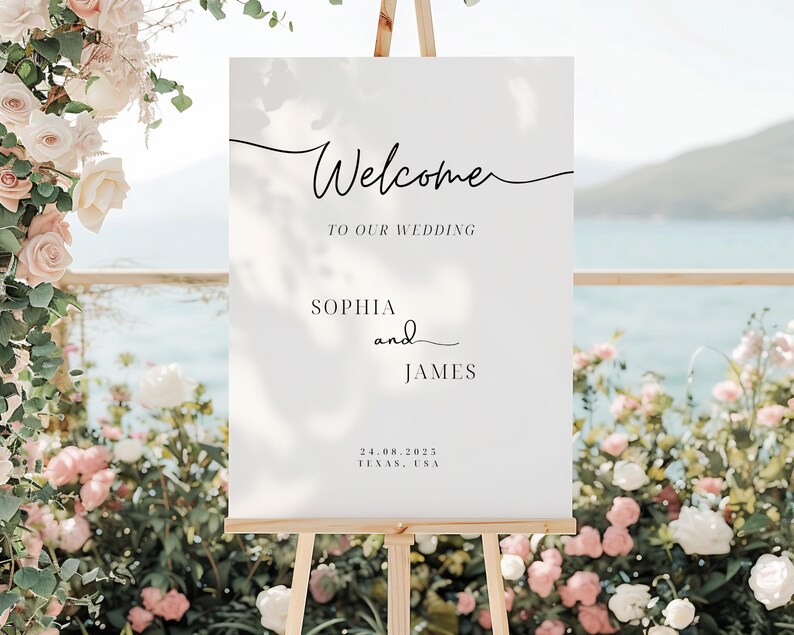 Minimalist Wedding Welcome Sign Simple Wedding Template Script Wedding ...