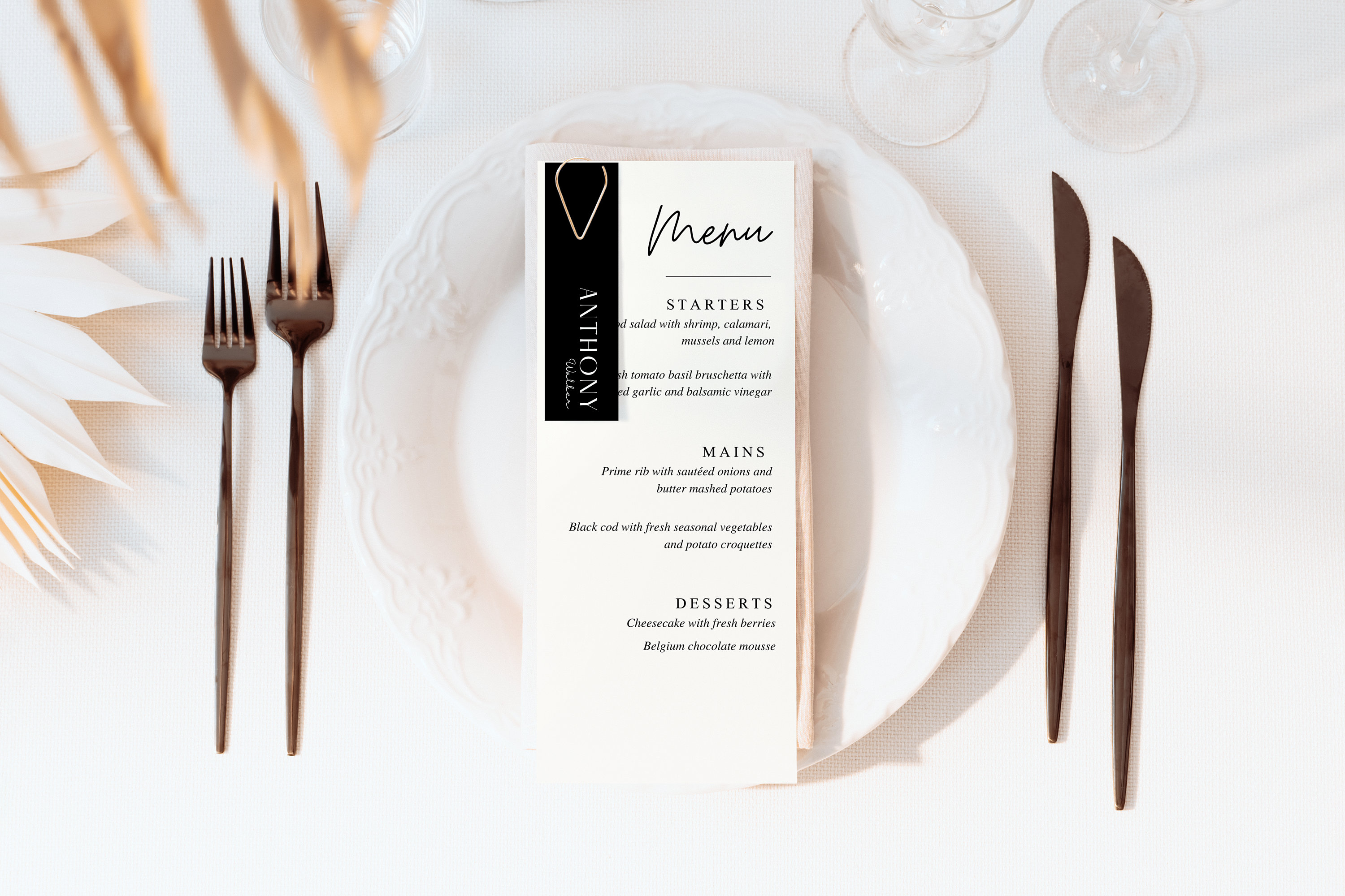 Seating Name Cards Template, Slim Wedding Guest Place Card, Printable ...