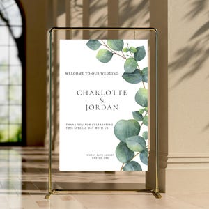 Green Welcome Sign Greenery Eucalyptus Wedding Entrance Signage Welcome ...