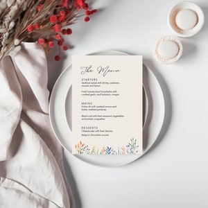 Wildflower Wedding Menu | Floral Printable Menu Card | Garden Menu ...