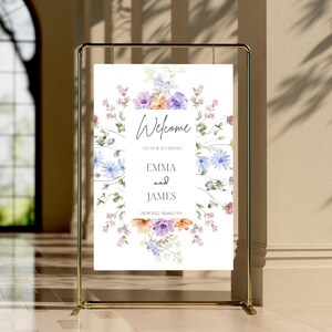 Boho Wedding Welcome Sign Template, Wildflower Floral Decor (digital ...