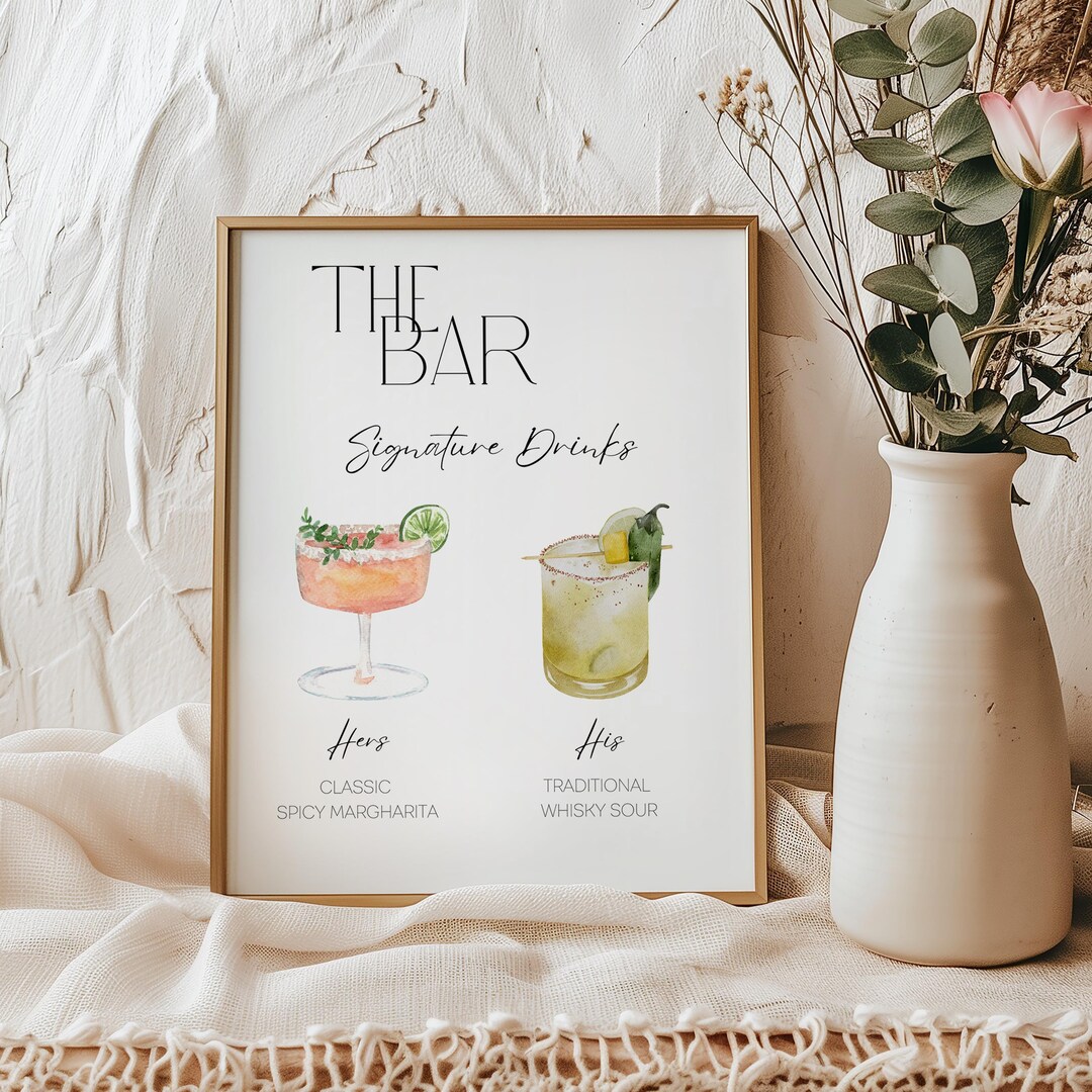 Wedding Decor Signature Drink Signs Printable Cocktail Party Signs ...