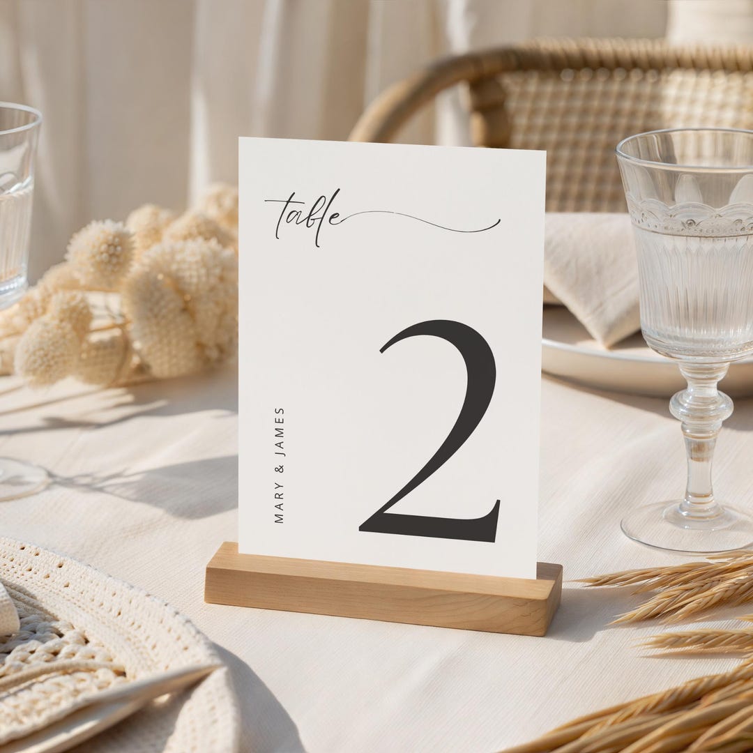 Modern Table Number Template for Weddings, Elegant Calligraphy ...