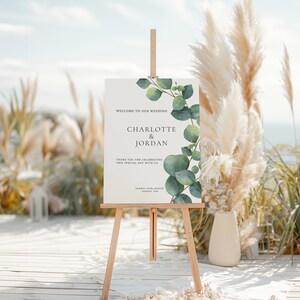 Green Welcome Sign Greenery Eucalyptus Wedding Entrance Signage Welcome ...
