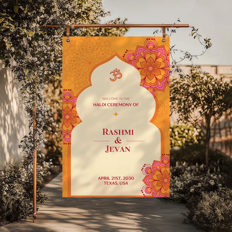 Indian Ceremony Welcome Sign, Haldi Decoration, Haldi Couple Poster ...